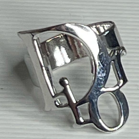 Dior | Jewelry | Christian Dior Logo Silver Tone Ring Size 5 | Poshmark
